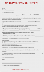Free Small Estate Affidavit Form - Free Small Estate Affidavit Form